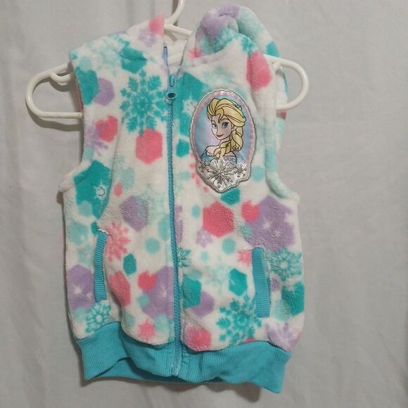 Disney | Jackets & Coats | Disney 5 Girls Elsa Hoodie Vest Frozen 2 ...